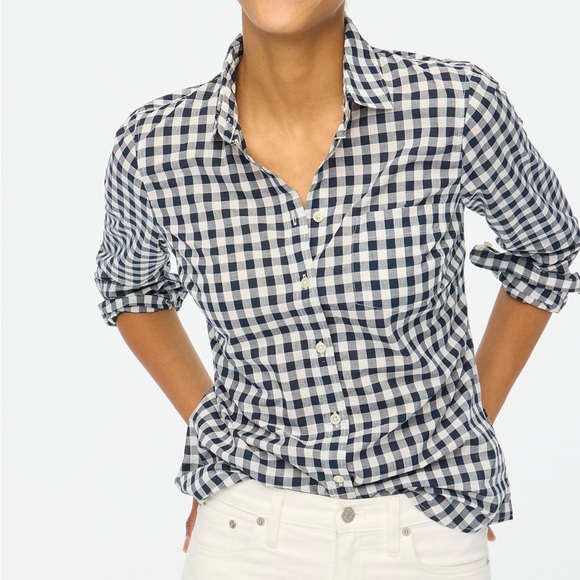 J. Crew | Tops | Jcrew Gingham Lightweight Cotton Shirt In Signature ...